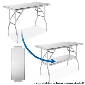 GRIDMANN Stainless Steel Folding Table 48 x 24 Inch, NSF Kitchen Prep & Work Table