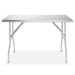 GRIDMANN Stainless Steel Folding Table 48 x 24 Inch, NSF Kitchen Prep & Work Table