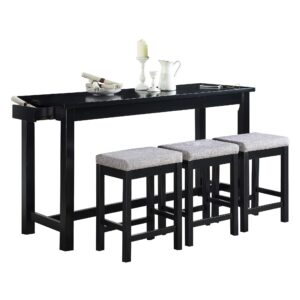 homelegance 4-piece counter height dinette set, black