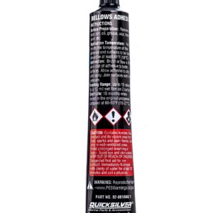 Quicksilver 86166Q1 Bellows Adhesive – Resistant to Oil, Grease, Gasoline and Water – 1.5 oz Tube