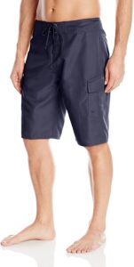 quiksilver men's standard manic 22 inch length cargo pocket boardshort swim trunk, navy blazer, 36