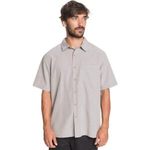 quiksilver mens centinela 4 woven button down shirt, flint gray centinella, large us