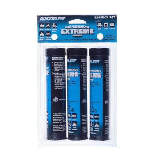 Quicksilver 8M0071837 High Performance Extreme Grease/Lubricant with PTFE, 3-Oz. Cartridges, Pack of 3