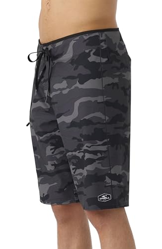 O'NEILL Men's GI Jack 21 Inch Boardshorts - Quick Dry Swim Trunks for Men with Stretch Fabric and Pockets,Black Camo-42