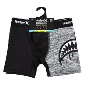 Hurley Boys' Classic Boxer Briefs (2-Pack), Dark Grey Heather Camo/Black, M