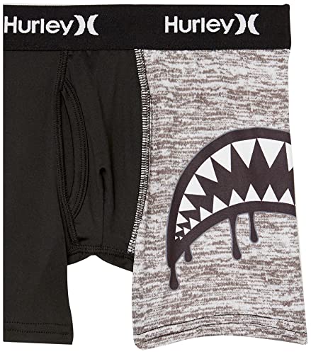 Hurley Boys' Classic Boxer Briefs (2-Pack), Dark Grey Heather Camo/Black, M