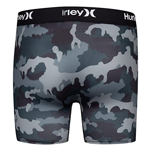 Hurley Boys' Classic Boxer Briefs (2-Pack), Dark Grey Heather Camo/Black, M