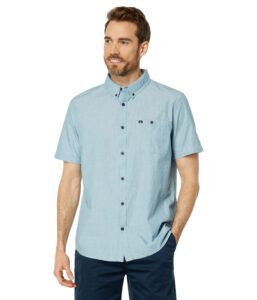 quiksilver men's winfall short sleeve button down shirt, moroccan blue, medium