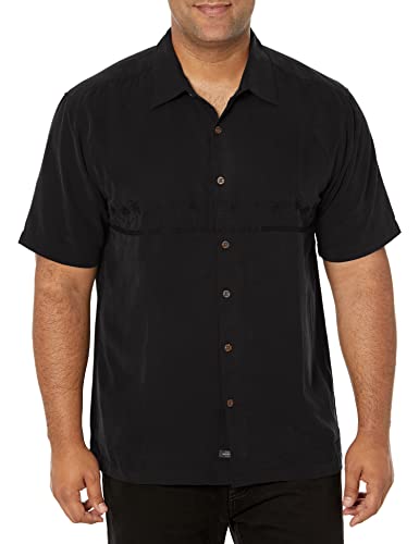 Quiksilver Waterman Men's Tahiti Palms 4 Button Up Floral Collared Shirt, Black, XL