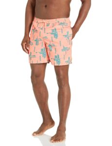 quiksilver men's standard volley swim trunk boardshort, peached pink big catch vy, small