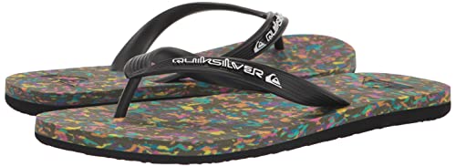 Quiksilver Men's Molokai Recycled 3 Point Sandal Flip Flop, Black/Blue/Black, 7