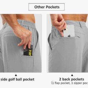 TBMPOY Men's Golf Shorts 9'' Elastic Waist Quick Dry for Flat Front Travel Casual Shorts with 5 Pockets(Light Grey,34)