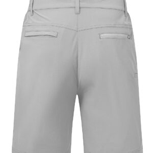 TBMPOY Men's Golf Shorts 9'' Elastic Waist Quick Dry for Flat Front Travel Casual Shorts with 5 Pockets(Light Grey,34)