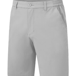 TBMPOY Men's Golf Shorts 9'' Elastic Waist Quick Dry for Flat Front Travel Casual Shorts with 5 Pockets(Light Grey,34)