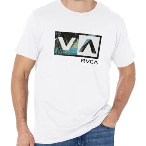 RVCA Men's Graphic Short Sleeve Crew Neck Tee Shirt, Balance Box/White, Large