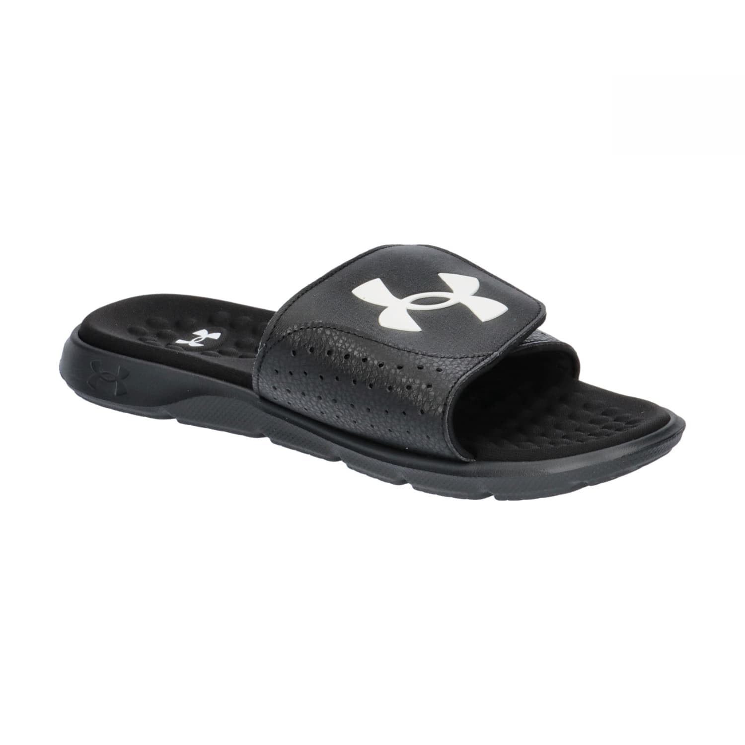 Under Armour Men's Ignite Pro Slide, (001) Black/Black/White, 12, US