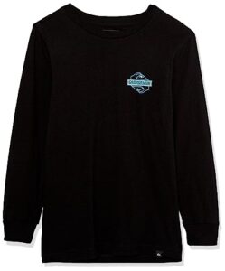 quiksilver boy's rising water long sleeve tee shirt, black 233