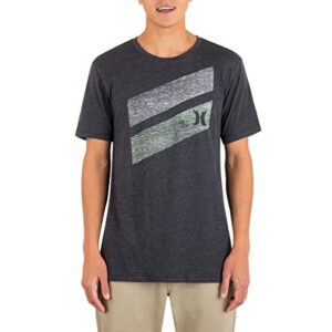 hurley men's premium icon slash graphic short sleeve tee shirt, black heather, xl