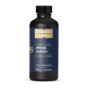 quicksilver scientific immune charge+ - elderberry immune support with 10,000 iu vitamin d3, 25,000 vitamin a, vitamin c, e, k1 & k2 for immune health & lung support (100ml)