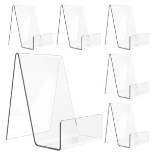 6 pack acrylic book stand, clear easel stand for display, book display holder, display stand for album, cd, magazine, postcard, picture, plate, artworks, phone, tablet