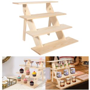 zyp 4-tier wooden retail display riser wooden display stand cupcake stands tool free rustic risers table display stand for vendors home wedding party