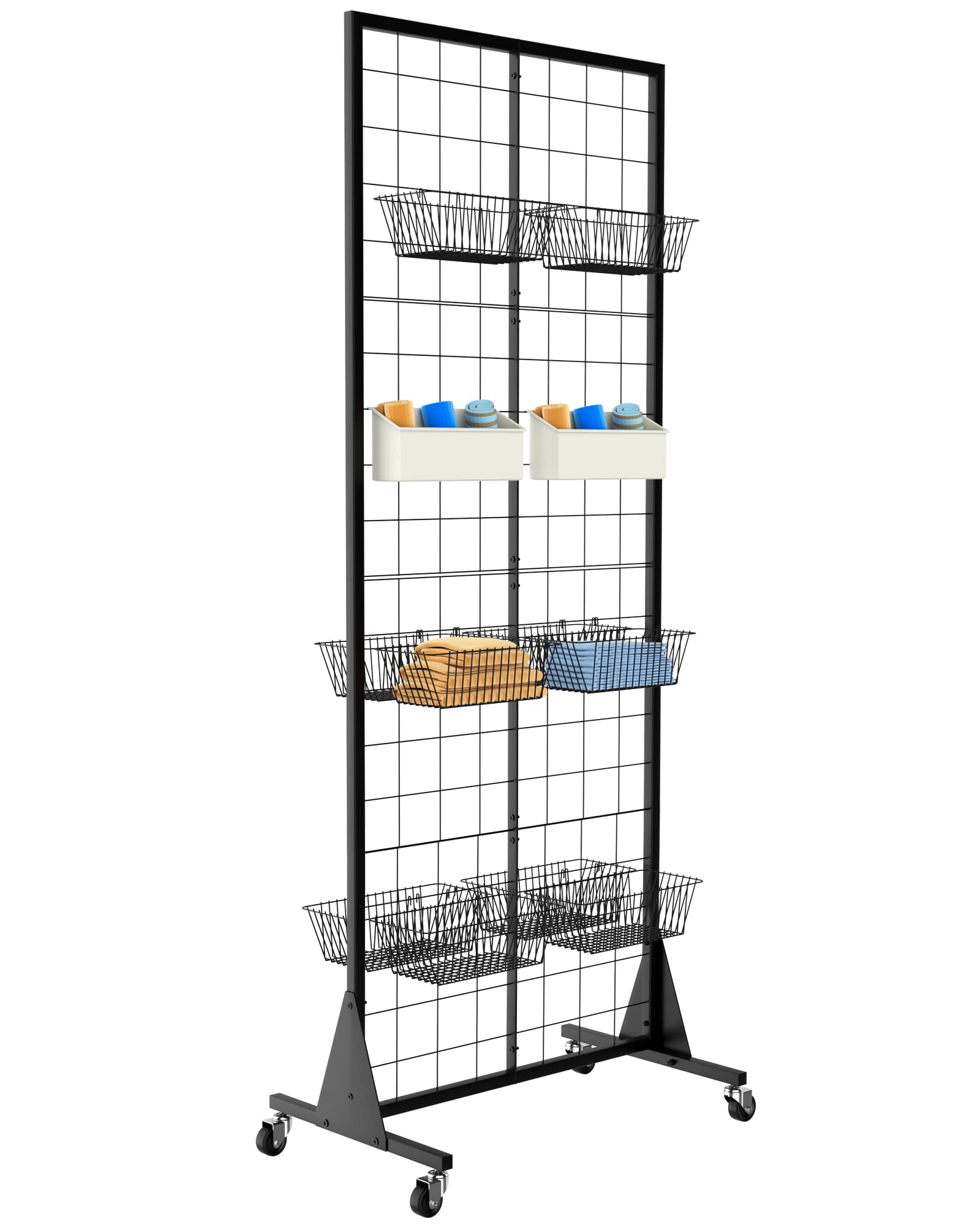 Blasinc Gridwall Panel Display Stand 2' x 5.5' Ft Heavy Movable Floorstanding Detachable Girdwall for Easy Transport, Standing Grid Towe Display Rack for Retail and Craft FairGrid Wall Panels