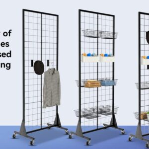 Blasinc Gridwall Panel Display Stand 2' x 5.5' Ft Heavy Movable Floorstanding Detachable Girdwall for Easy Transport, Standing Grid Towe Display Rack for Retail and Craft FairGrid Wall Panels