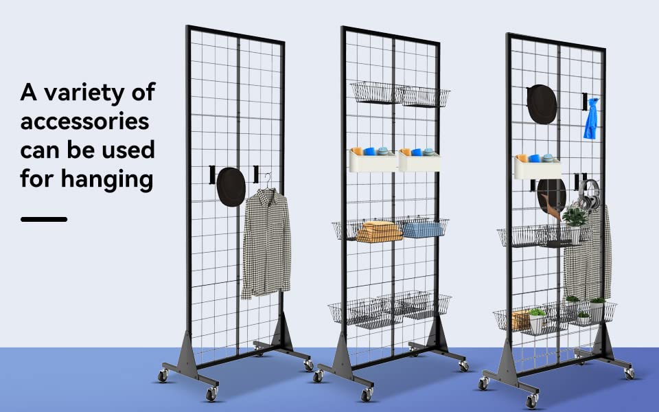 Blasinc Gridwall Panel Display Stand 2' x 5.5' Ft Heavy Movable Floorstanding Detachable Girdwall for Easy Transport, Standing Grid Towe Display Rack for Retail and Craft FairGrid Wall Panels