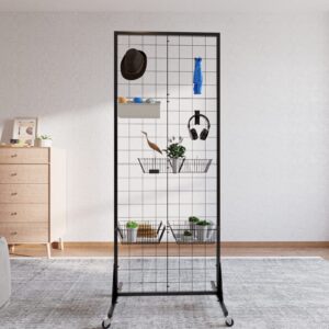 Blasinc Gridwall Panel Display Stand 2' x 5.5' Ft Heavy Movable Floorstanding Detachable Girdwall for Easy Transport, Standing Grid Towe Display Rack for Retail and Craft FairGrid Wall Panels