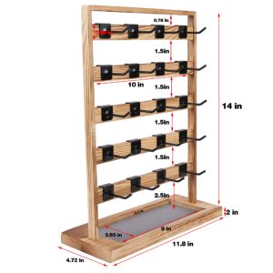 BEROSS Wooden Jewelry Display Stand with 20 Hooks Earring Card Display Rack for Selling Five-Tier Jewelry Organizer for Earring Cards, Necklaces, Bracelets