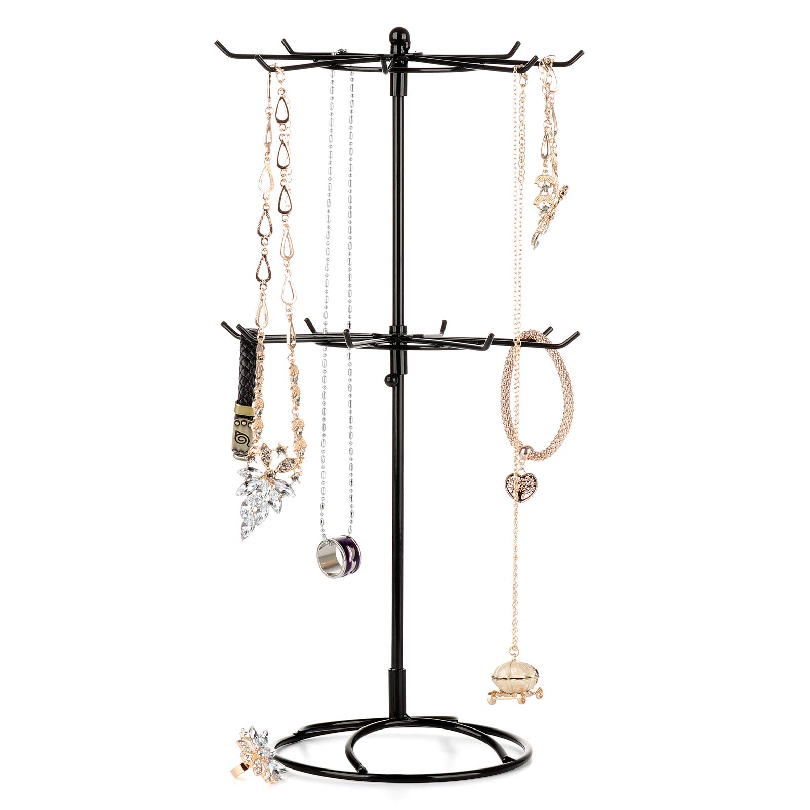 BOICXM 2 Tier Jewelry Display Holder,Retail Spinner Display Stand,Rotating Bracelet Storage Rack,Dressing Table,Black