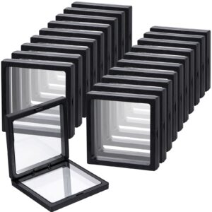 floating display case, sdoot black 3d floating frame display holder stands, 20 pack 4.3 x 4.3 x 0.8”challenge coin display stand 3d coin display case, coin jewelry frame for aa medallions