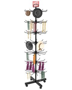 ipexi retail display stand 7 tier for store display movable shop spinner jewelry keyring socking hats toys show rack, black, 17''d x 17''w x 63''h