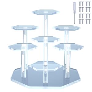 acrylic display stand for figures, collectibles, toys and dolls, jewelry, action figures collection organizer holder, cosmetic items display risers, 7-tier. (clear)