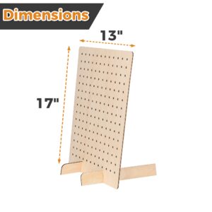 Wooden Pegboard Display Stand Retail Rack - Necklace Holder Earring Display Stands for Selling and Craft Shows - Jewelry, Pin, Stickers & Keychain Peg Board, 17" x 13"