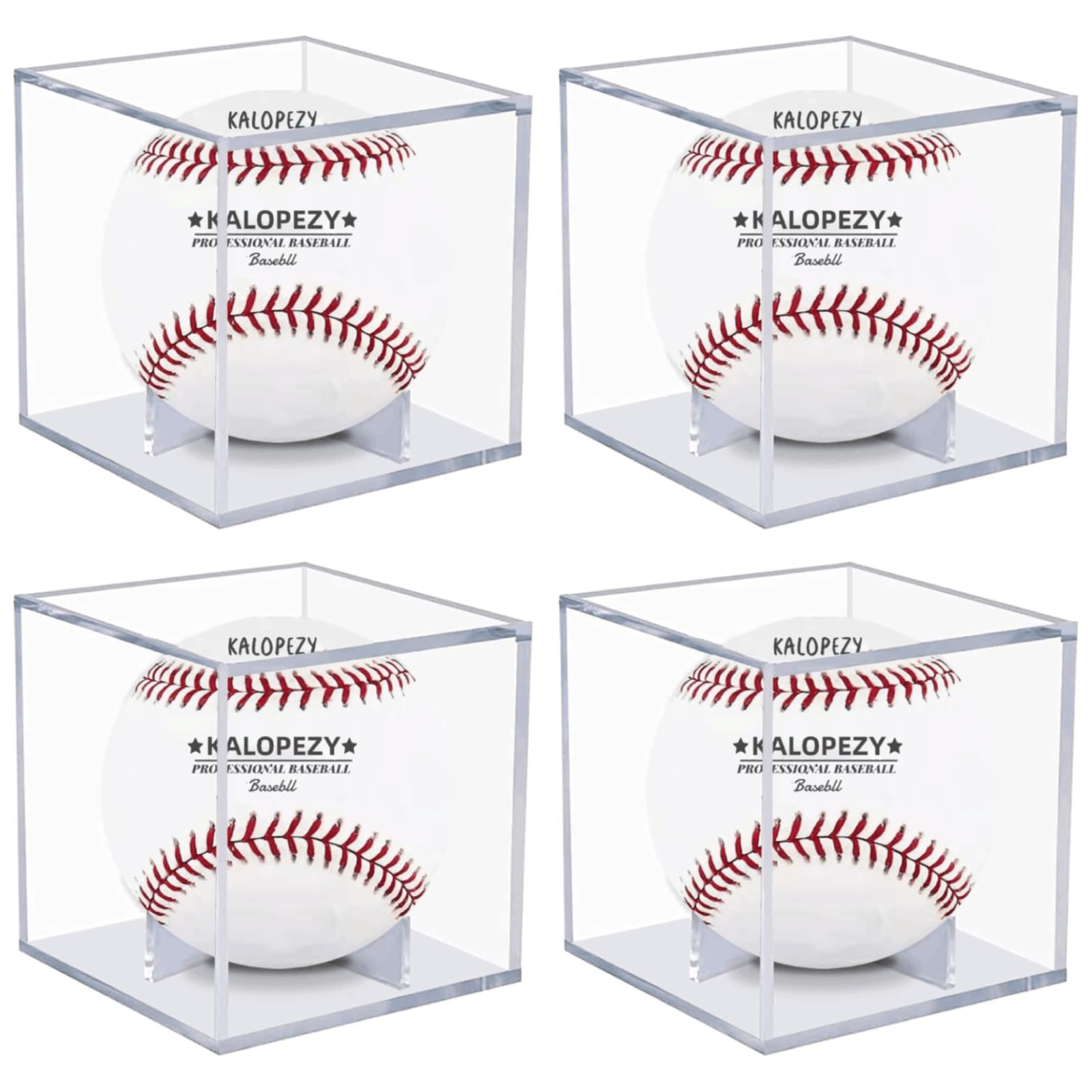 4 Pack Baseball Display Case, UV Protected Acrylic Boxes for Display,Clear Display Case Baseball Cube Memorabilia Showcase Autograph Ball Protector - for Official Size Ball