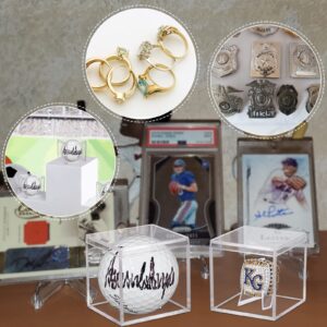 3 Pack Championship Ring Display Case Clear Acrylic Display Case Mini Baseball Softball Ring Display Case Single Ring Display Stand Holder 1 Slot Ring Hole Storage Box Gift for Sports Fans, 2.16 Inch