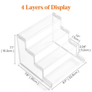 Lifewit 4 Tier Clear Display Risers Stand, 2 Pack Plastic Risers for Display, Plastic Organizers for Figures, Cupcake, Perfume, Dessert, Desktop Display Stand for Organize and Decoration