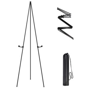 julehui easel stand for display wedding sign & poster - 63 inches tall easels for display holder - collapsable portable poster easel - floor adjustable metal easel tripod