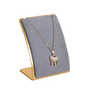 gemeshou grey necklace display for selling, velvet necklace organizer stand for selling, metal necklace holder for girls【grey】