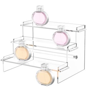 meteou acrylic display risers, 9.5'' perfume organizer clear riser compatible with funko pops, nendoroids, action figures, cupcake stand lotion holder skincare organizer tiered display table stand