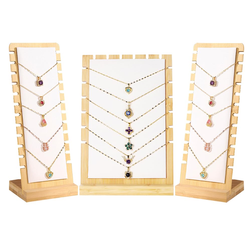 LOARNIEA Necklace Display Stands for Selling Necklace Holder Necklace Display Storage Jewelry Display Storage Set 3PCS (Beige)