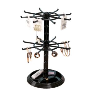 bestalice 2 tier jewelry rack, rotating jewelry display stand, necklace holder rack fashion counter jewelry tree stand, adjustable abs jewelry holder for necklaces, bracelets, earrings, ring