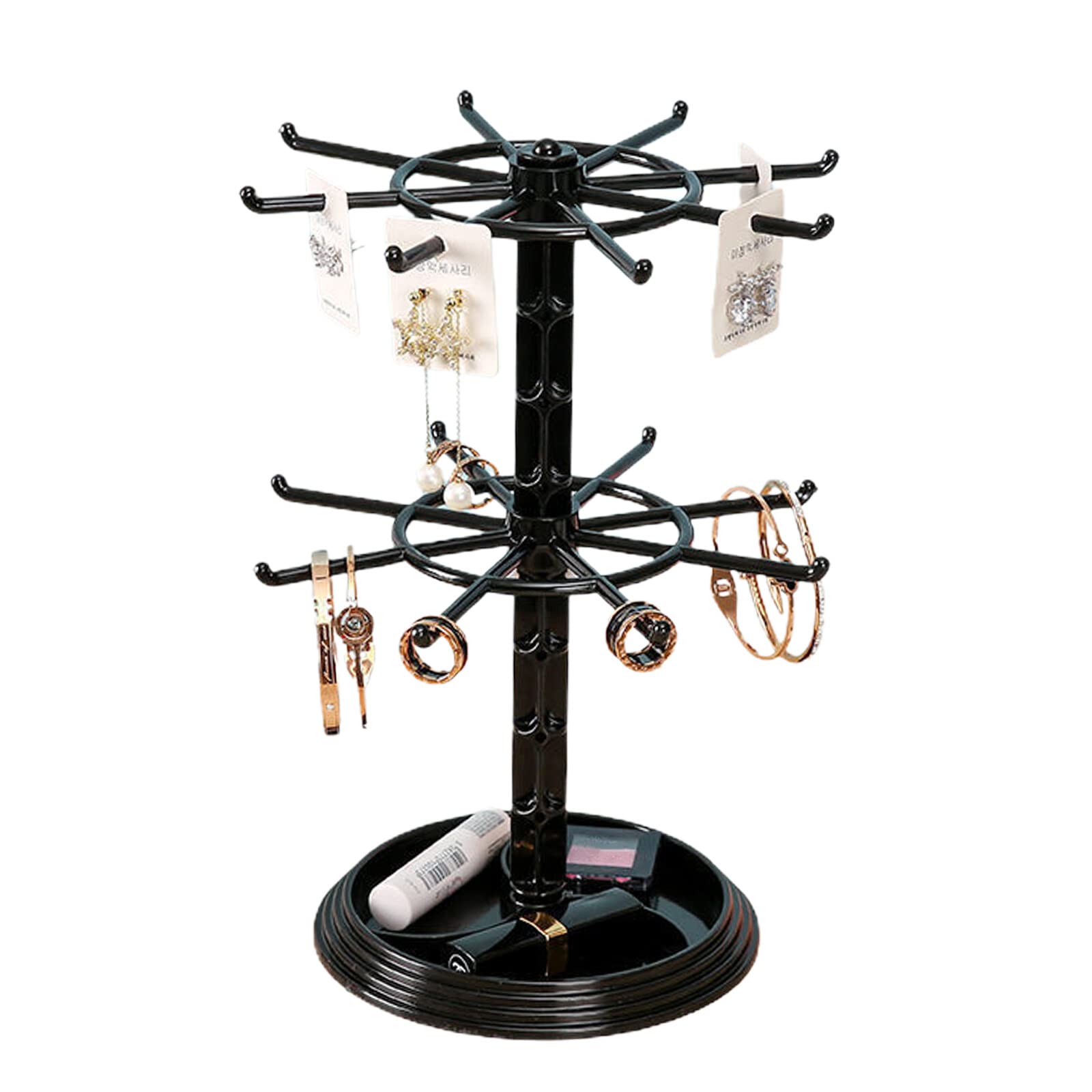 BestAlice 2 Tier Jewelry Rack, Rotating Jewelry Display Stand, Necklace Holder Rack Fashion Counter Jewelry Tree Stand, Adjustable ABS Jewelry Holder for Necklaces, Bracelets, Earrings, Ring