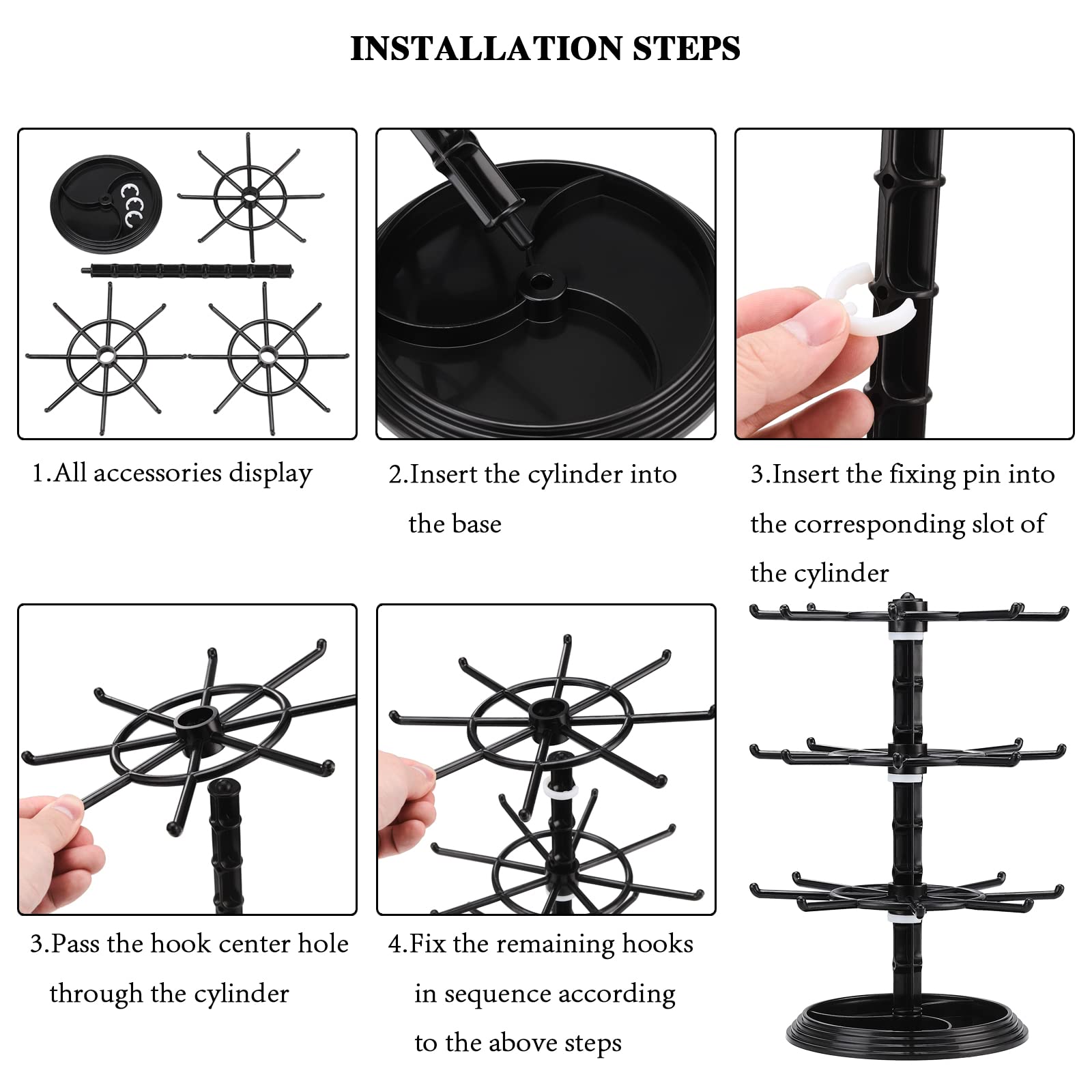 BestAlice 2 Tier Jewelry Rack, Rotating Jewelry Display Stand, Necklace Holder Rack Fashion Counter Jewelry Tree Stand, Adjustable ABS Jewelry Holder for Necklaces, Bracelets, Earrings, Ring