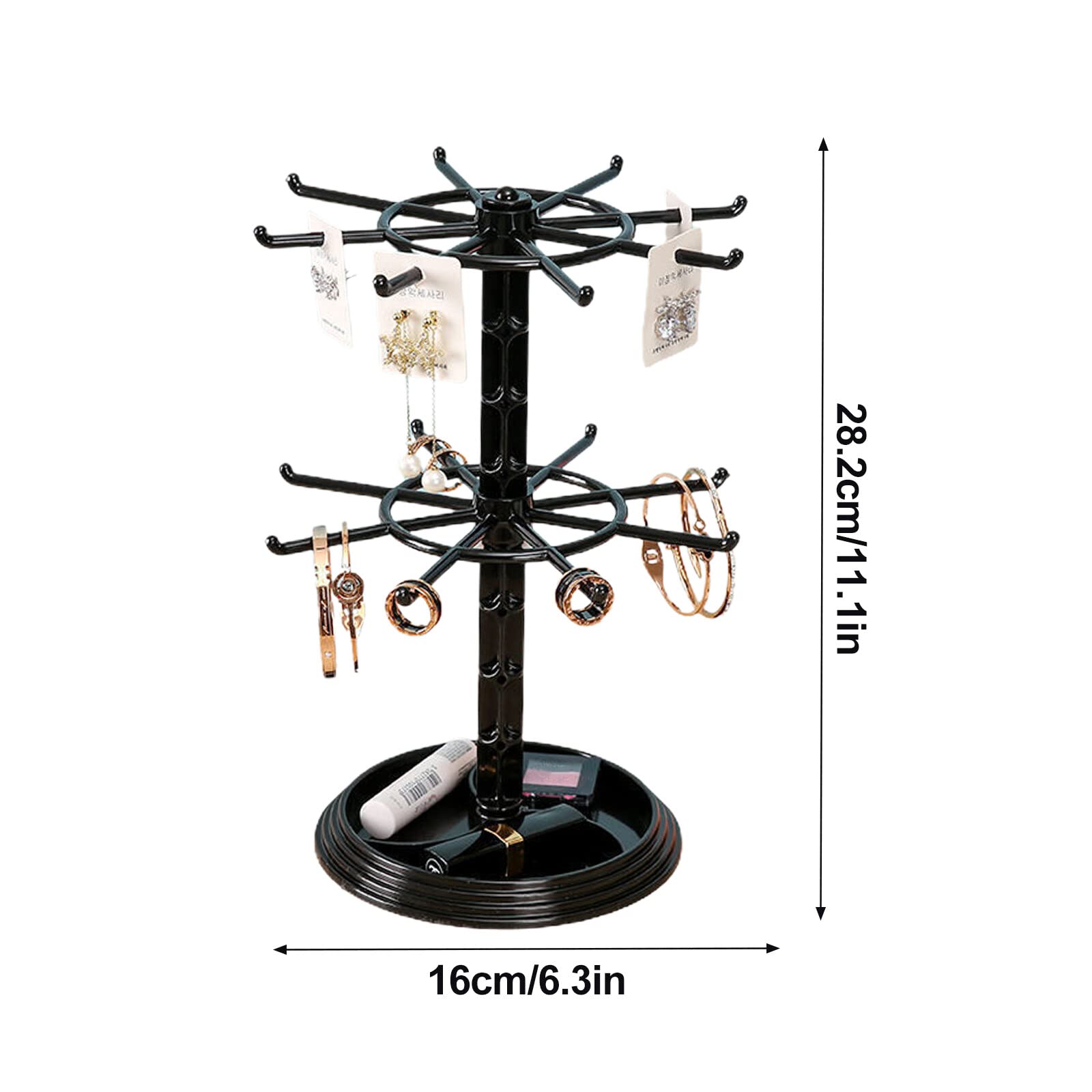 BestAlice 2 Tier Jewelry Rack, Rotating Jewelry Display Stand, Necklace Holder Rack Fashion Counter Jewelry Tree Stand, Adjustable ABS Jewelry Holder for Necklaces, Bracelets, Earrings, Ring