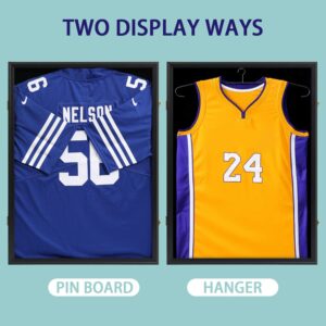 VERANI Jersey Frame Display Case - Football Jersey Shadow Box - Jersey Display Frame with Acrylic Door and Metal Hanger for Baseball Basketball Soccer Hockey Sport Shirt and Uniform,Black