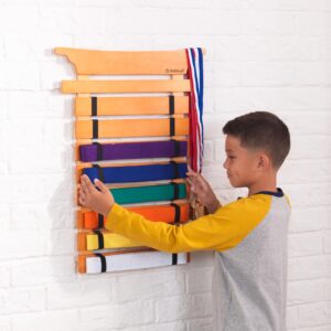 KidKraft Martial Arts Wooden Belt Holder Hanging Display for 8 Belts (Unpersonalized)