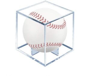 jaragar baseball display case 1 pack, uv protected sport collectibles baseball holder acrylic cube memorabilia display box, official baseball autograph display case for official size baseball