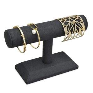 mooca linen-covered wood jewelry display for bracelets, bangles, and watches - ideal for home organization, stores, tradeshows, and showcases - 7 3/4 w x 2 3/4 d x 5 h in, black linen